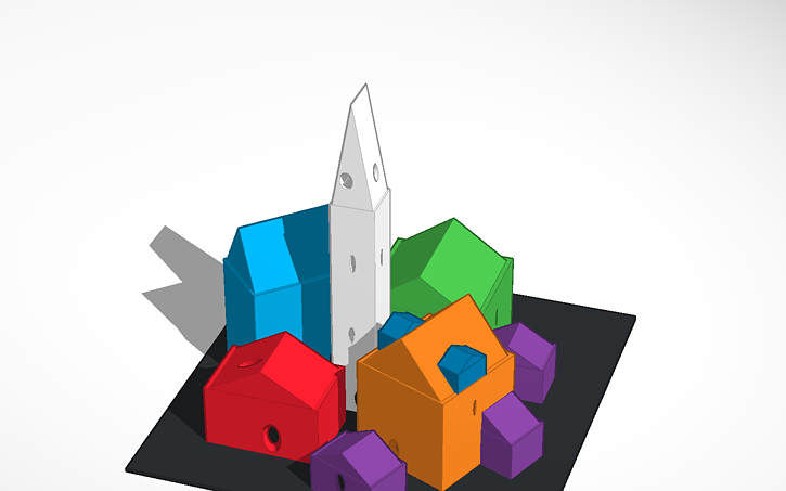 3D design mini town - Tinkercad