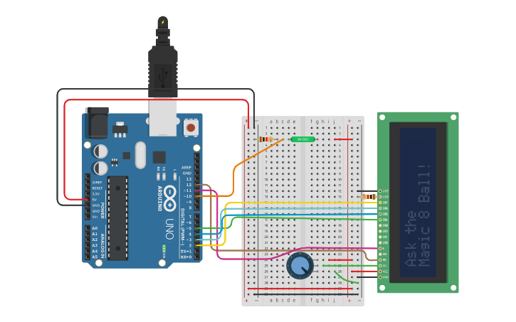 Circuit design Magic 8 Ball - Tinkercad