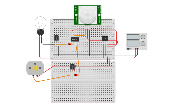 Circuit design Copy of ATTINY85 MOTION SENSOR - Tinkercad