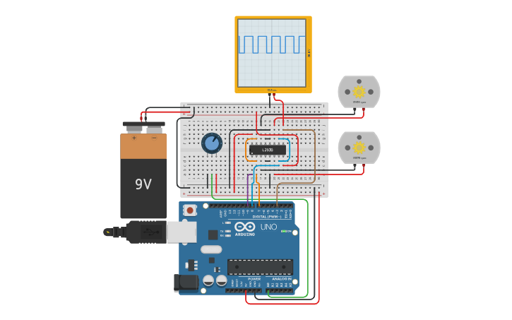Circuit design IoT - Motores DC com L293D - Tinkercad