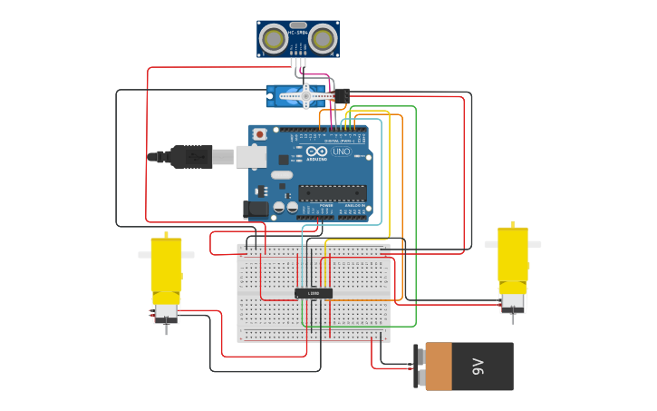 Circuit design Obstacle Avoiding Robot - Tinkercad