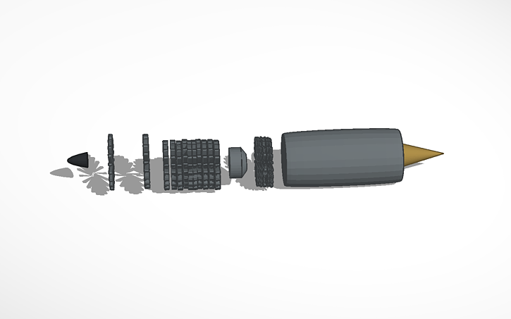 3D design Exploded view of Turbofan plane engine - Tinkercad
