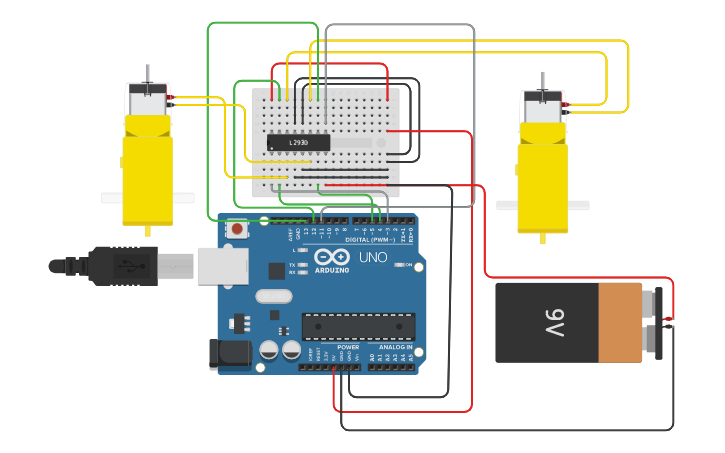 Circuit design H-Bridge Connections - Tinkercad