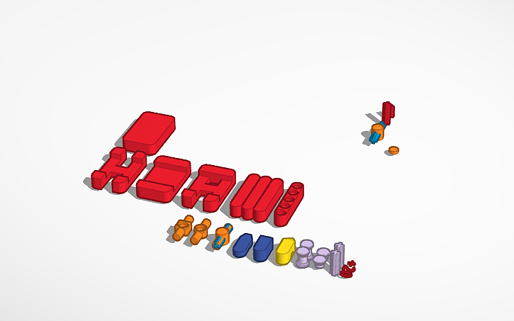 3D design Lego Technic Bars & Plates - Tinkercad