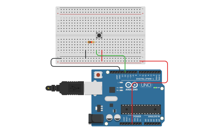 Circuit design interface of push button with Arduino - Tinkercad
