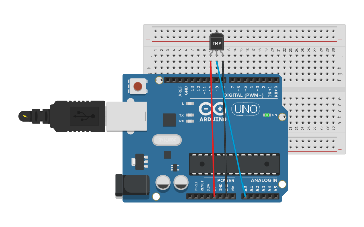 Circuit design 19a_Temperature sensor LM35 - Tinkercad
