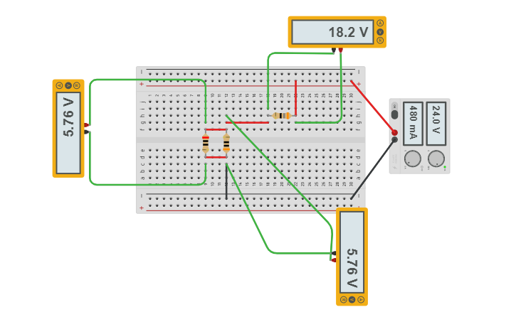 Circuit design SERIES-PARALLEL RESISTORS - Tinkercad
