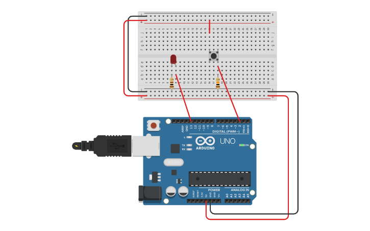 Circuit design Push Button Arduino Led - Tinkercad