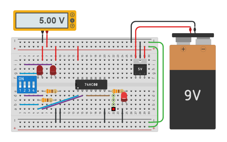 Circuit design Compuerta NAND (7400) - Tinkercad