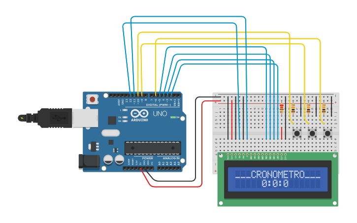 Circuit Design Cronometro Arduino Tinkercad