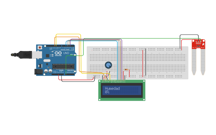 Circuit design SISTEMA DE RIEGO - Tinkercad