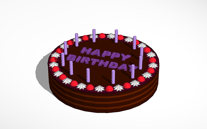 3D design Happy Birthday Cake - Tinkercad