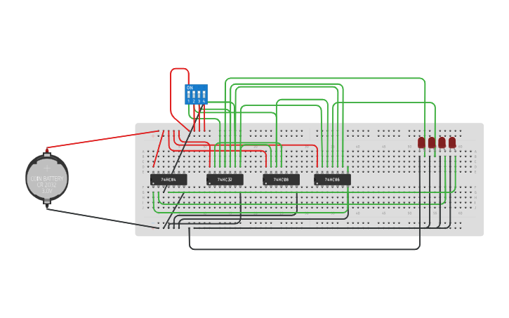Circuit design BCD to XS3 - Tinkercad