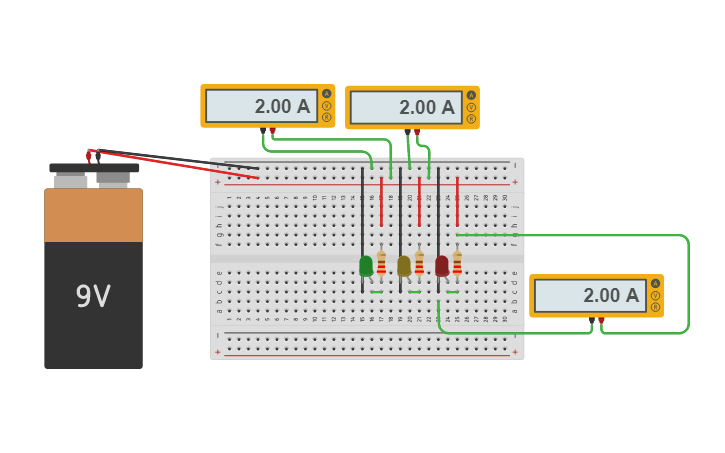 Circuit design Circuito paralelo con LEDS - Tinkercad