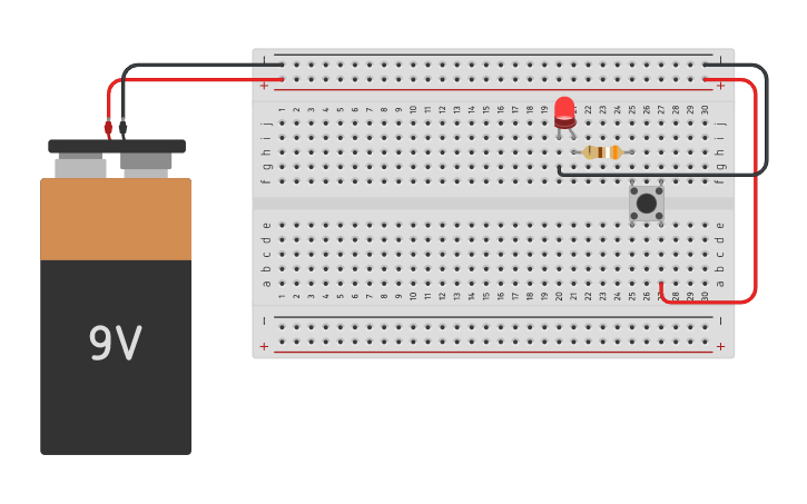 Circuit design Turn On and Off led using Push Button switch - Tinkercad