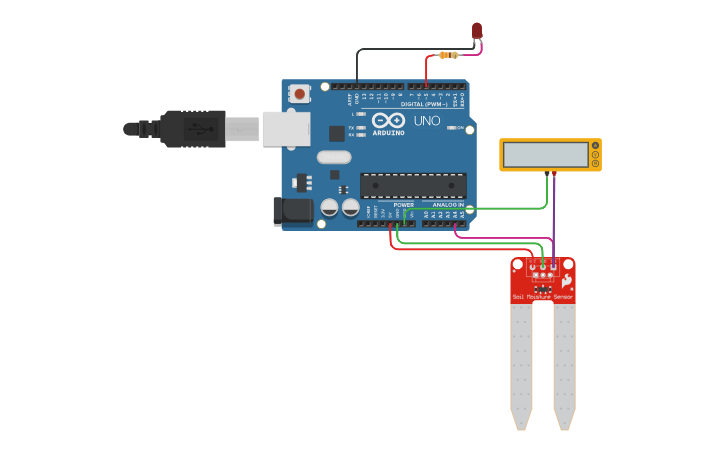 Circuit design Arduino sensor de humedad del suelo - Tinkercad