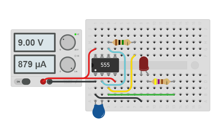Circuit design 555 Blinking LED - Tinkercad