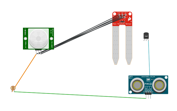 Circuit design Copy of Sensors Challenge - Tinkercad