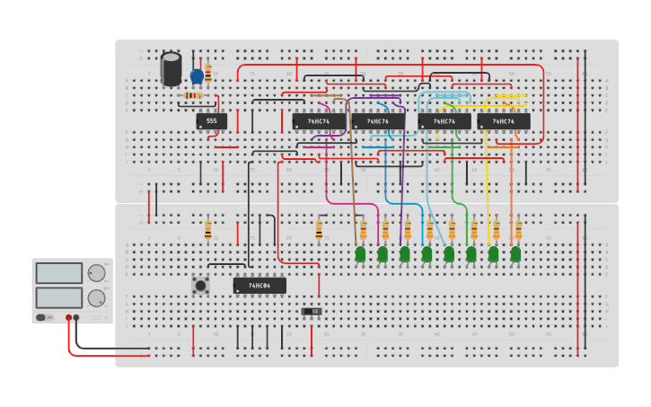 Circuit design 8 Bit Counter (D Flip Flop) - Tinkercad