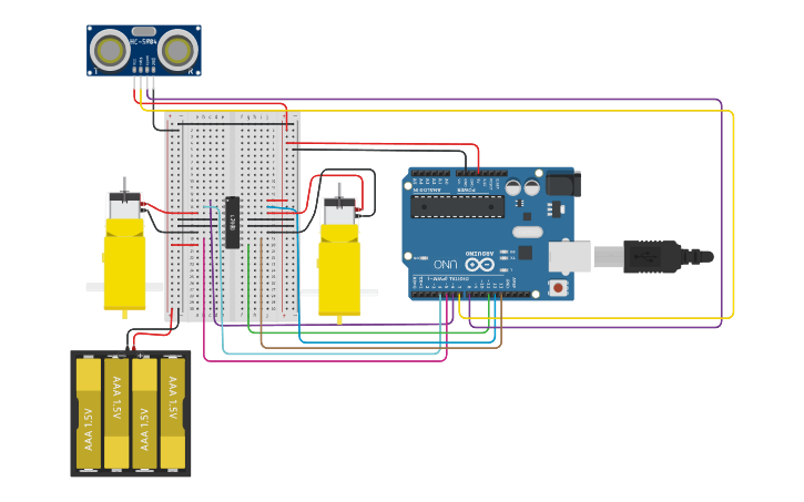 Circuit design DC Motor Control using H-Bridge and Ultrasonic Sensor ...
