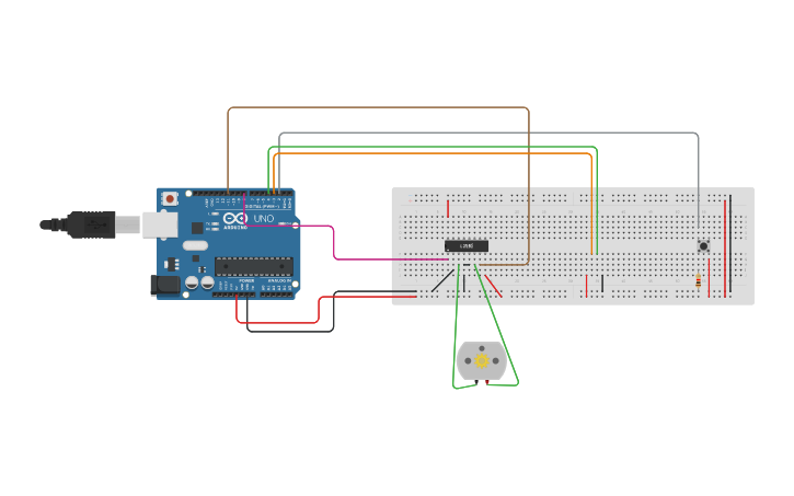 Circuit design SENSORE DI DISTANZA MOTORE E L2930 - Tinkercad