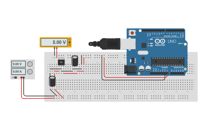 Circuit design 5v Voltage Regulator - Tinkercad