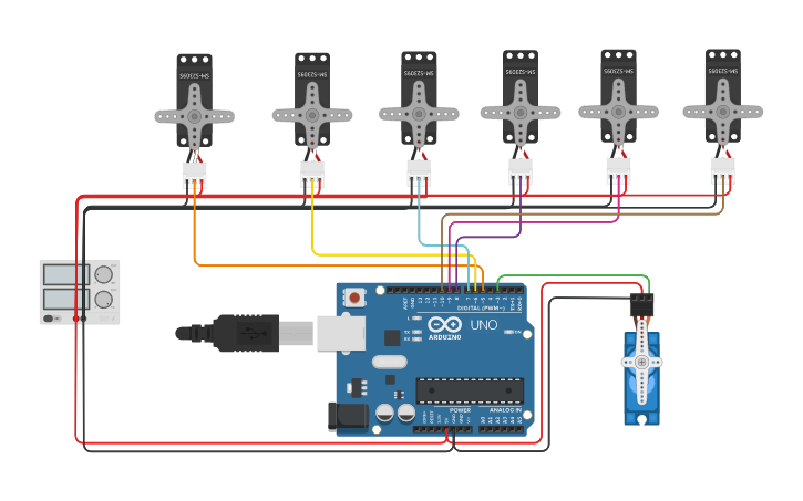 Circuit design Ardiuno Robotic Arm - Tinkercad