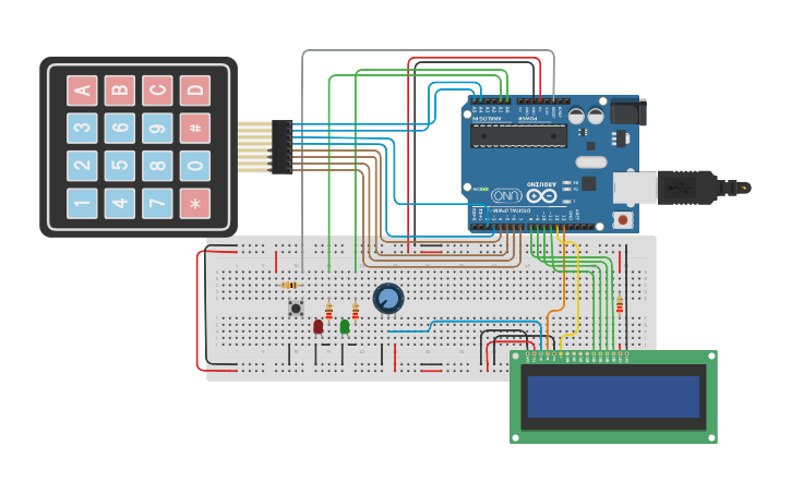 Circuit design Control de Acceso seguro con Arduino,Lcd y Keypad. - Tinkercad