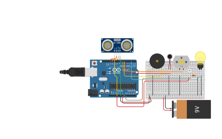 Circuit design smart blind stick - Tinkercad