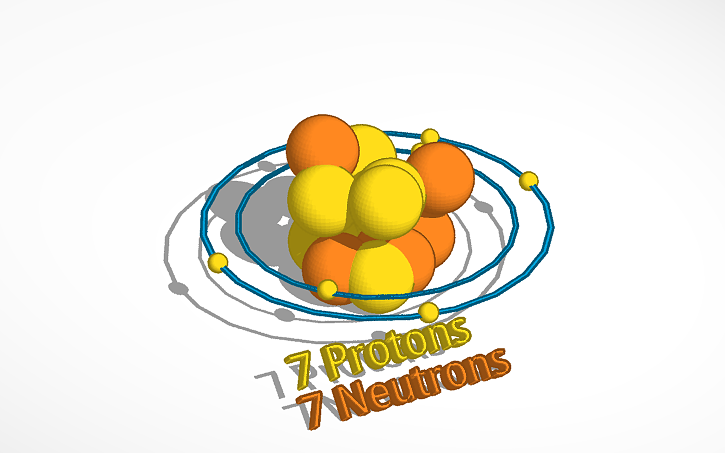 3D design Nitrogen Atom Model - Tinkercad