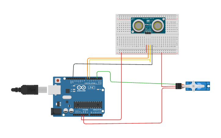 Circuit design Smart Trash Bin - Tinkercad
