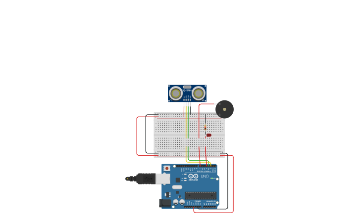 Circuit design Sensor ultrasónico y piezo - Tinkercad