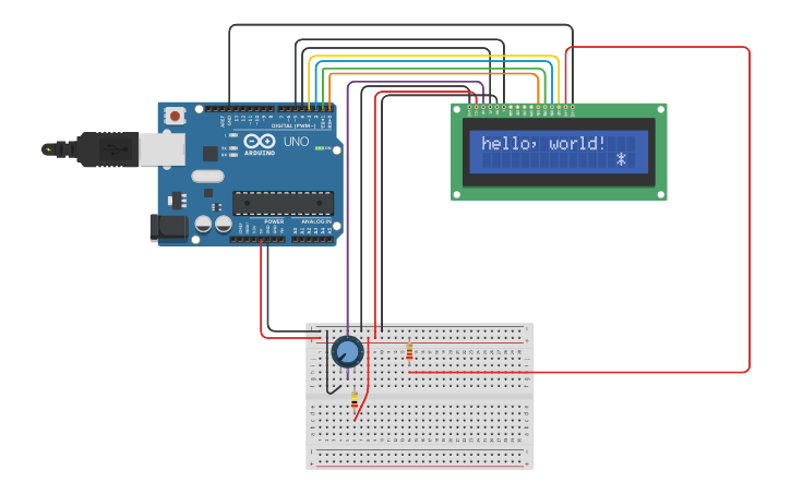 Circuit design LCD display - Tinkercad