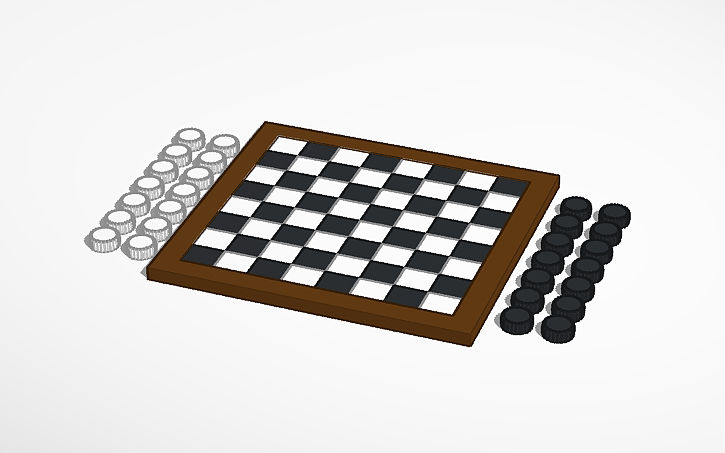 3D design Checkers board with pieces - Tinkercad