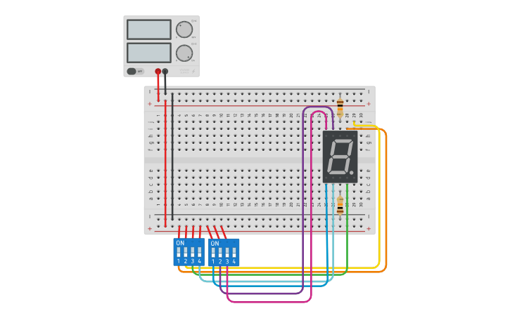 Circuit design 7 segment display - Tinkercad