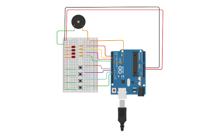 Circuit design Simón dice - Tinkercad