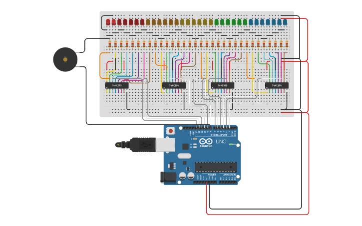 Circuit design LED running light - Julia - Tinkercad