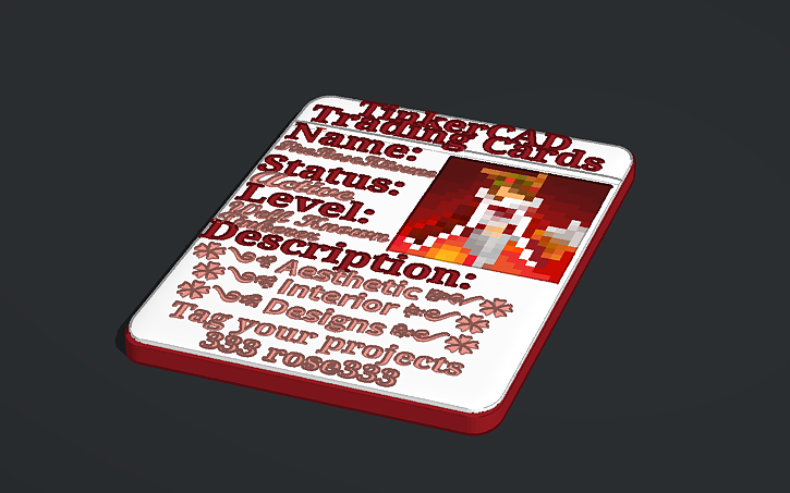 3D design TinkerCad Trading Card 01 - Tinkercad
