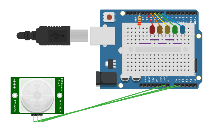 Circuit design Copy of Sensors Challenge - Tinkercad