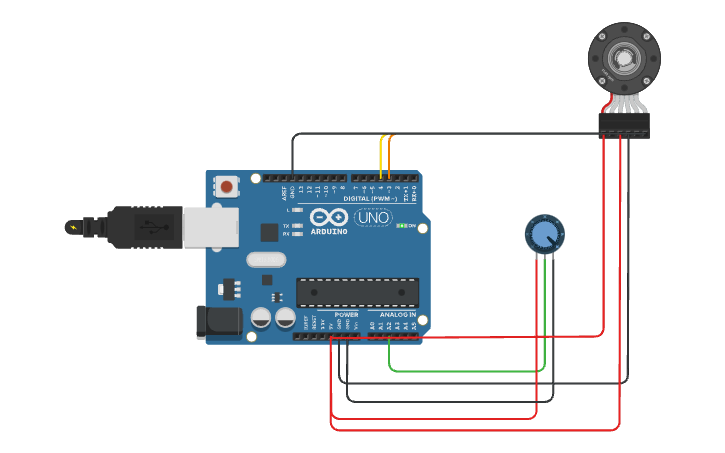 Circuit design KNOB CONTROLLED DC MOTOR WITH ENCODER - Tinkercad