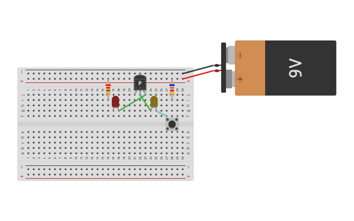 Circuit design Práctica#8: Transistor PNP (BC 558) - Tinkercad
