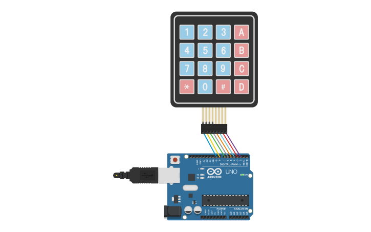 Circuit design 23a_Keypad 4x4 - Tinkercad