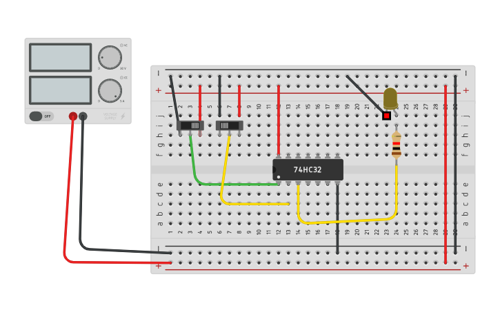 Circuit design OR gate cercuit - Tinkercad