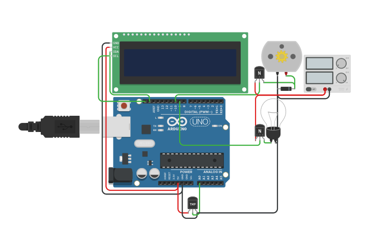 Circuit design Copy of Sensors Challenge - Tinkercad