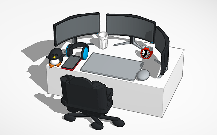 3D design computer desk - Tinkercad