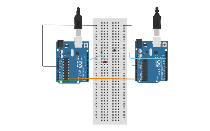 Circuit design I2C Button LED - Tinkercad