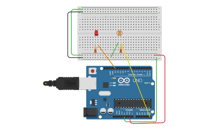 Circuit design LDR WITH ARDUINO - Tinkercad