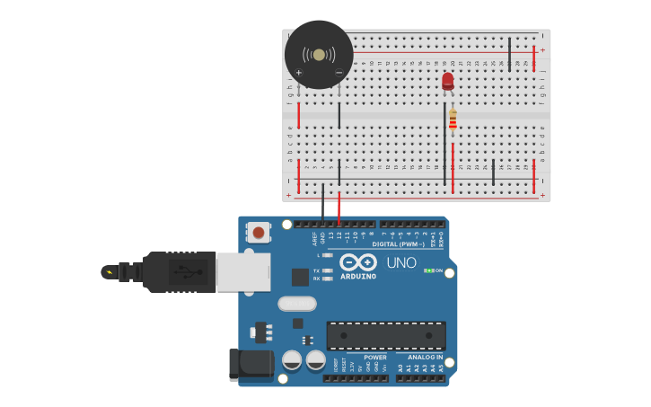 Circuit design Arduino SOS - Tinkercad