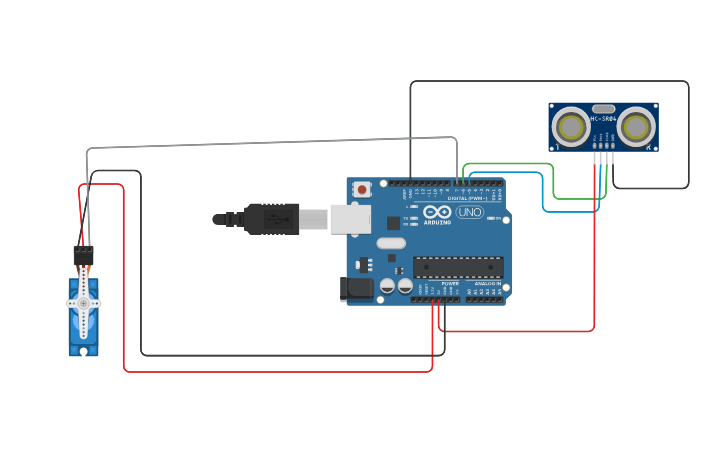 Circuit design Smart Dustbin - Tinkercad
