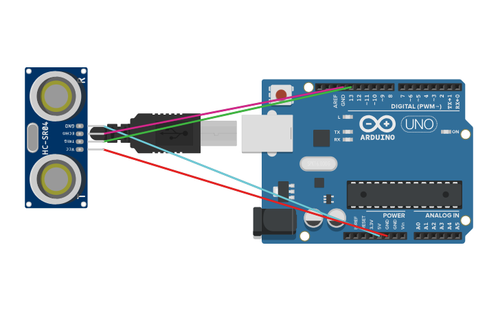 Circuit design Sensor Ultrasónico | Arduino - Tinkercad